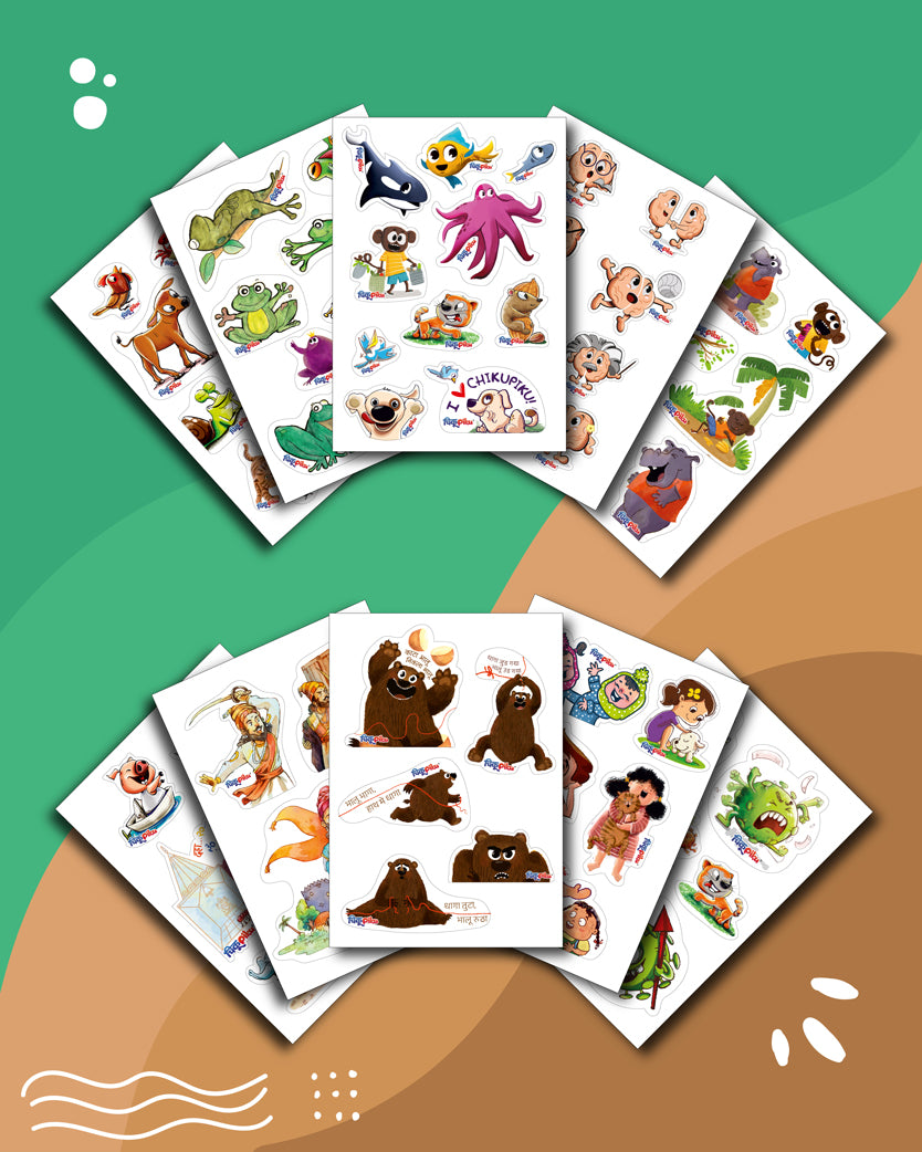 ChikuPiku Stickers for Kids - 2 Sets, 40+ Colorful Designs